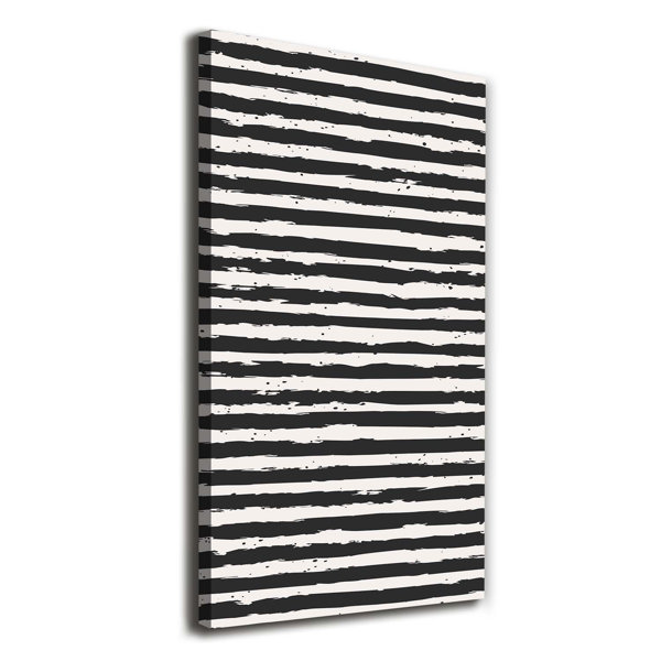 Metro Lane Schwarze und weiße Streifen - Kunstdrucke auf Leinwand | Wayfair.de